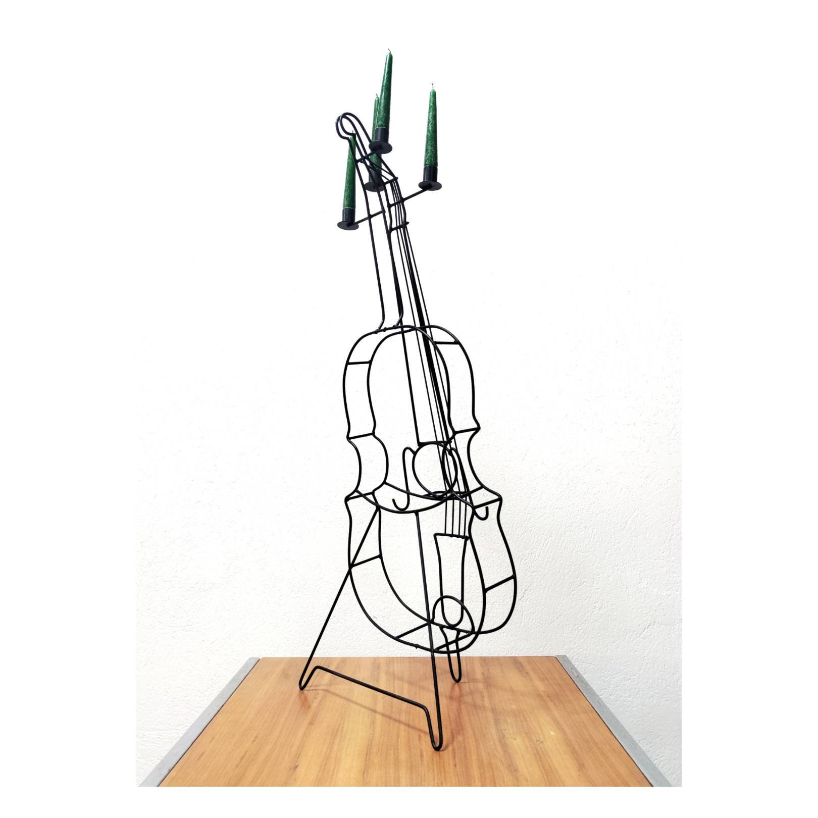 Mid Century Modern Candlestick Holder Shaped as Cello // Painted Iron ...