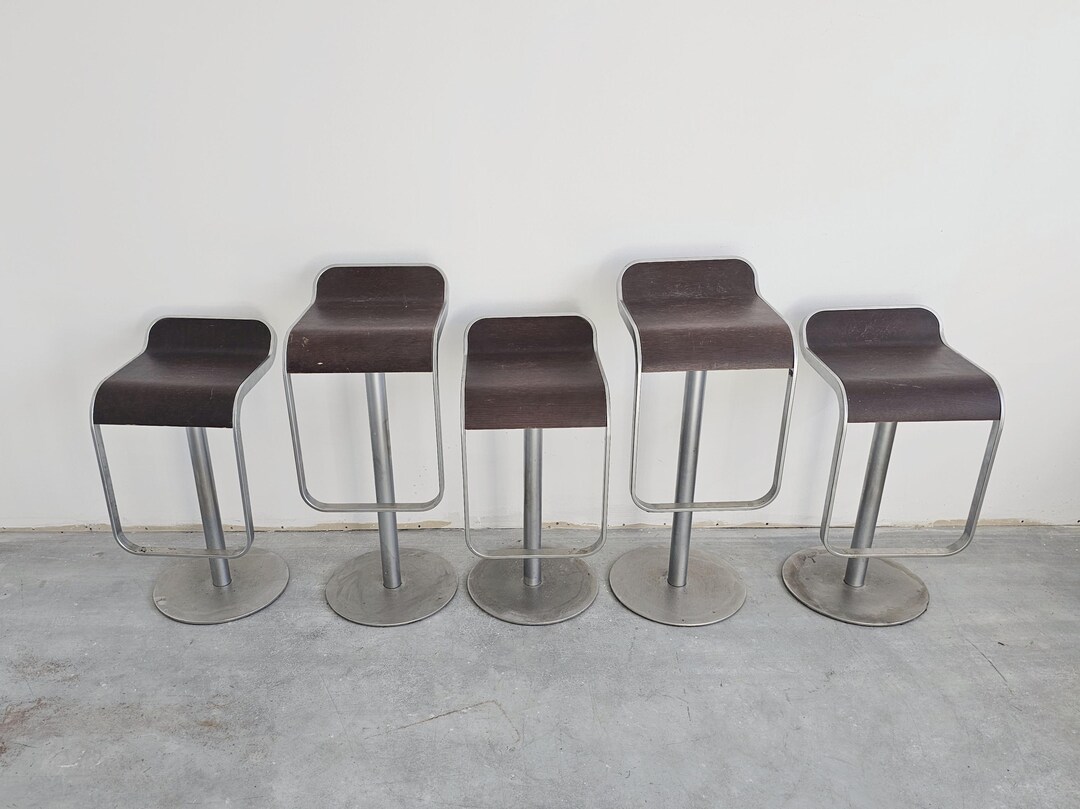 Set of 5 Minimalist LEM Bar Stools by Lapalma in Steel and Wood Seats ...