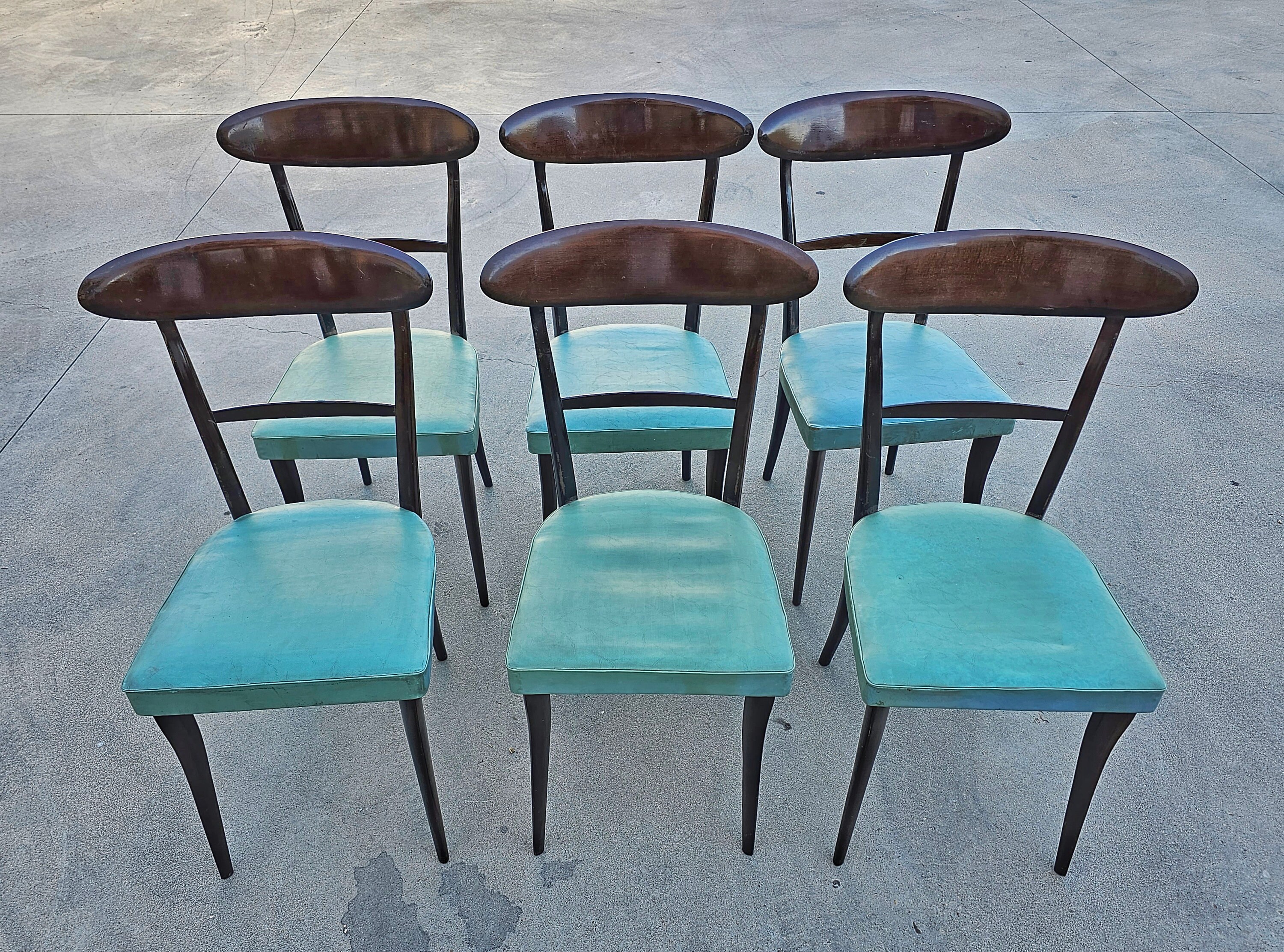 Set of 6 Very Rare Mid Century Modern Dining Chairs Attr. to - Etsy