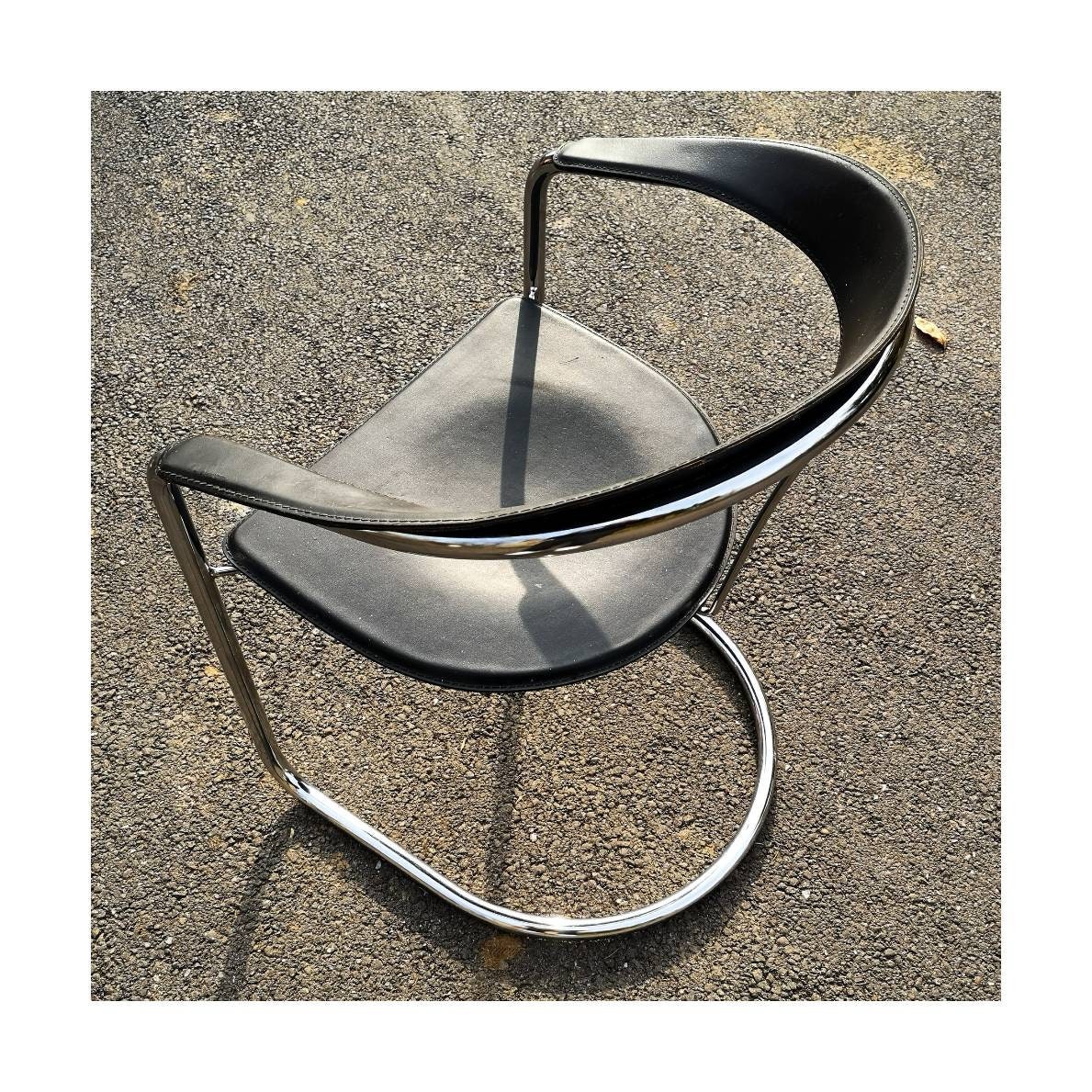 Set of 4 Ursula Chairs by Arrben / Vintage Tubular Leather Set of 4 Ursula Chairs by Arrben / Vintage Tubular Leather