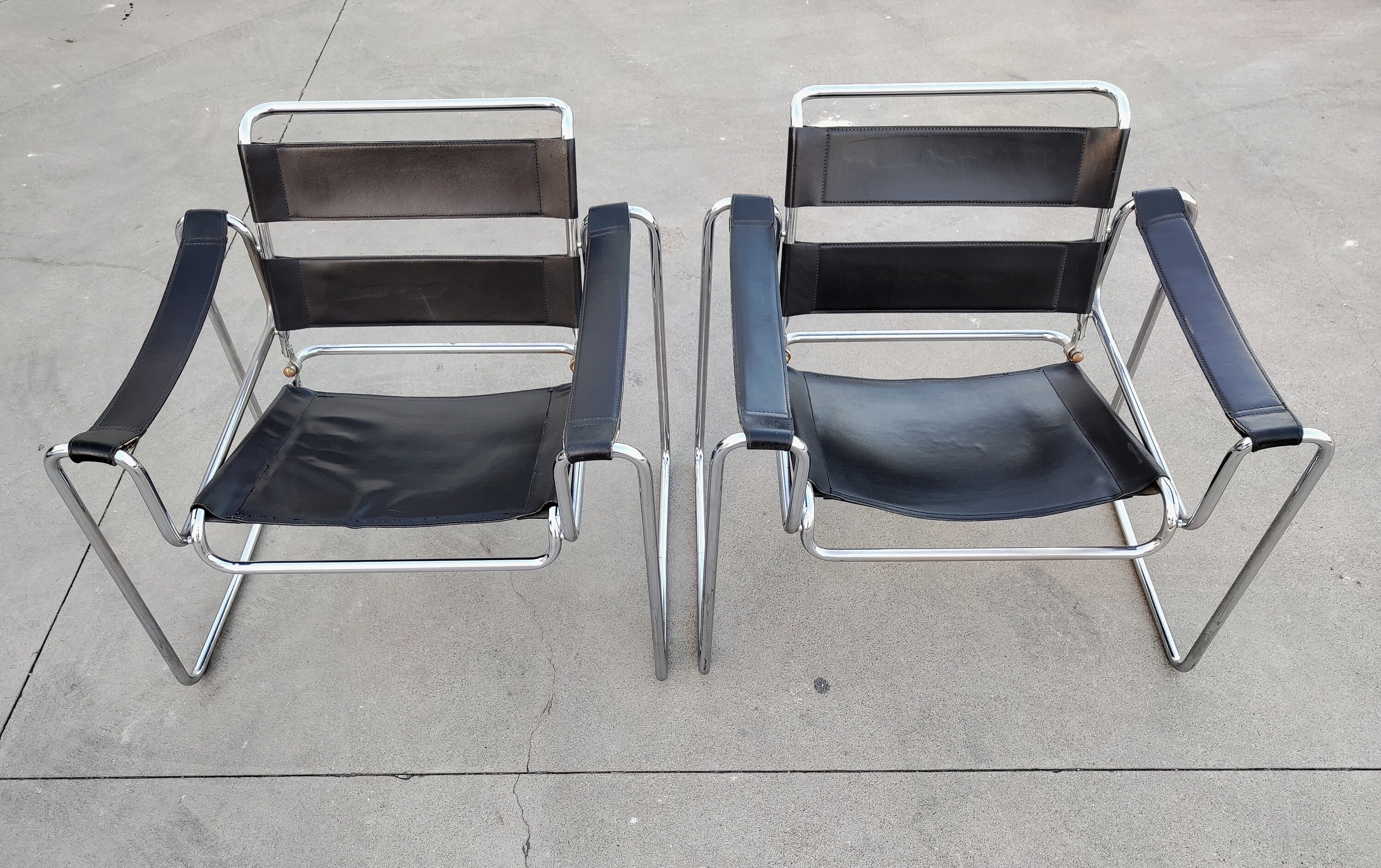 Pair of Wassily Style Tubular Leather Chairs // Bauhaus Easy - Etsy