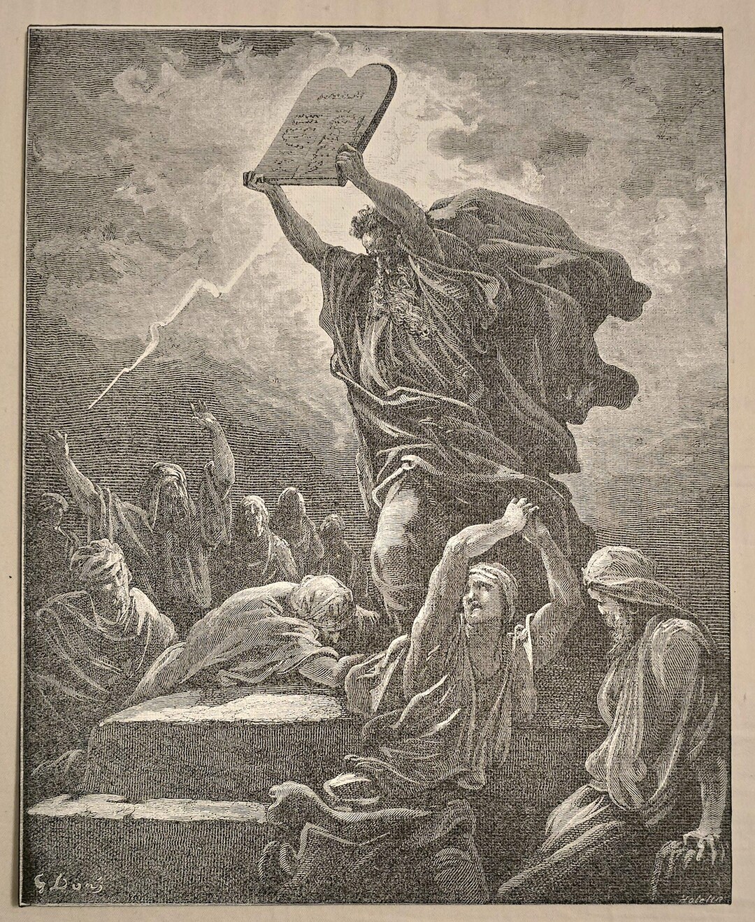 Laser Engraved Print of Moses Breaking Tablets by Gustave Dore Wood Cut ...
