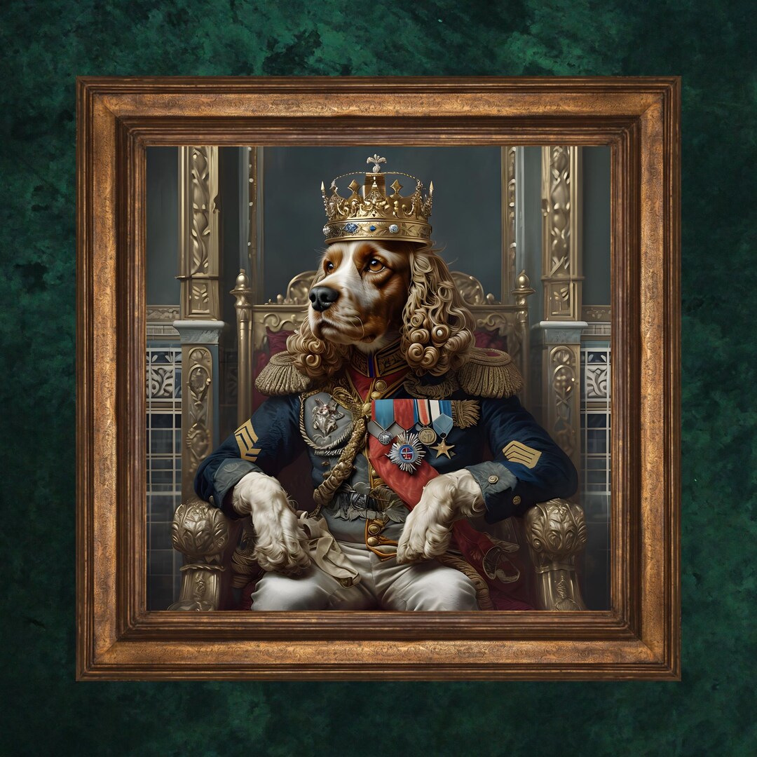 Majestic Cocker Spaniel King With Crown | High-resolution Digital Wall ...