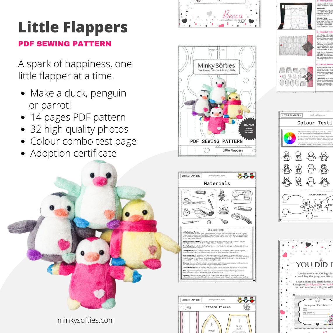 PDF Duck Penguin & Parrot Toy Sewing Pattern - Etsy