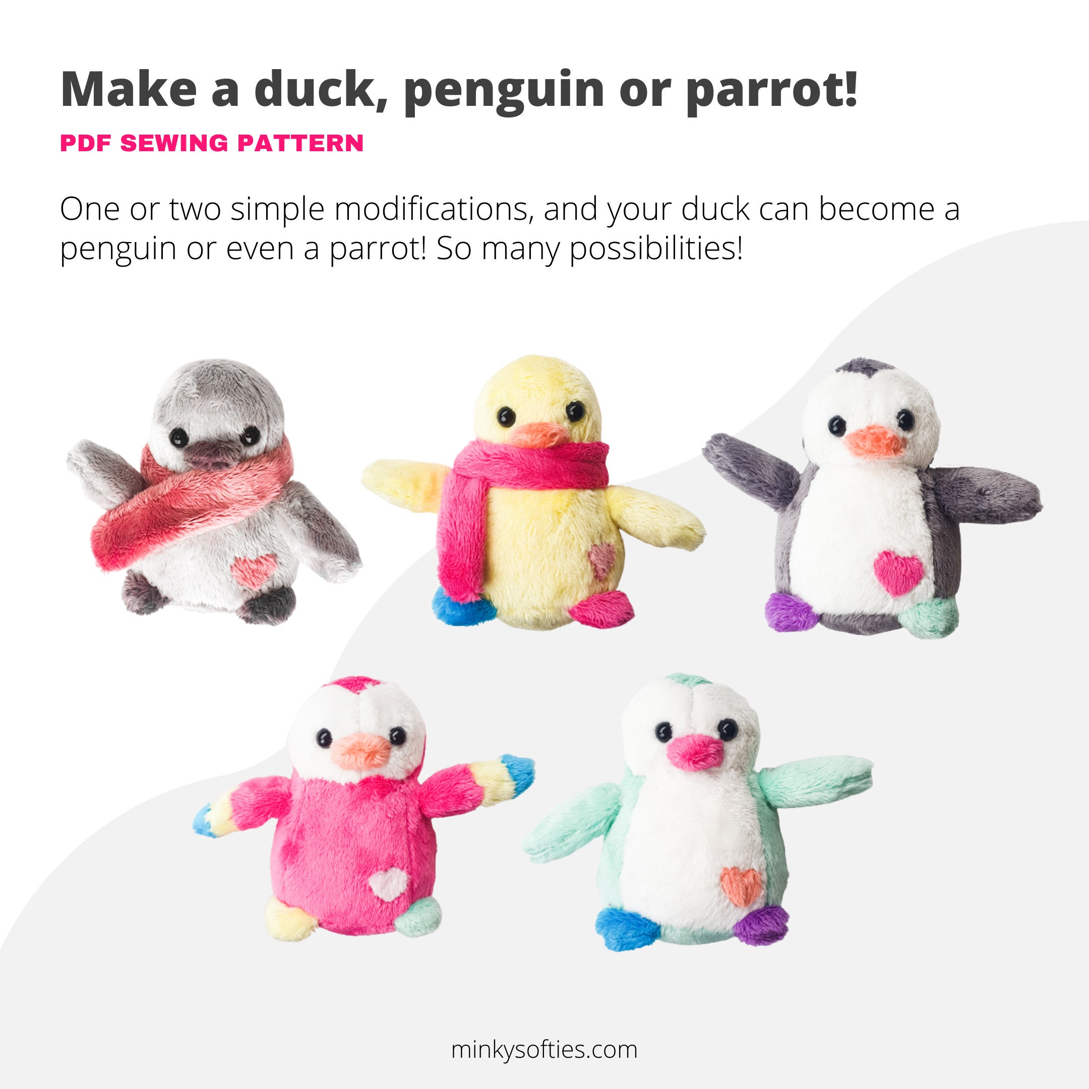 PDF Duck, Penguin & Parrot Toy Sewing Pattern - Etsy