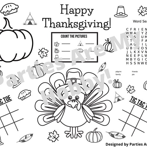 Thanksgiving Coloring Sheet PRINTABLE Placemat Dinner - Etsy