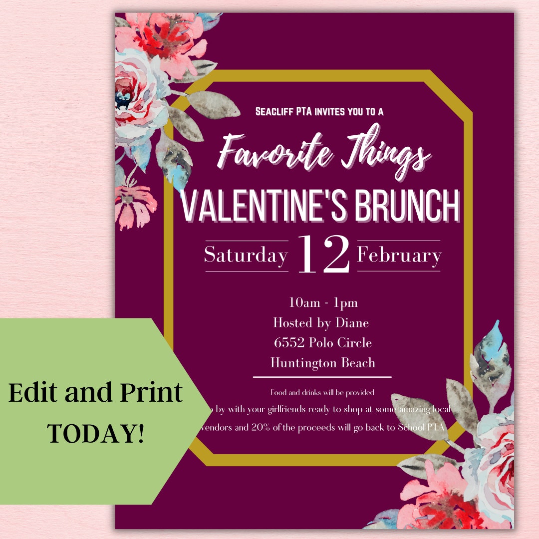 Valentine's Floral, Fancy Brunch Invitation Favorite Things, Galentine ...