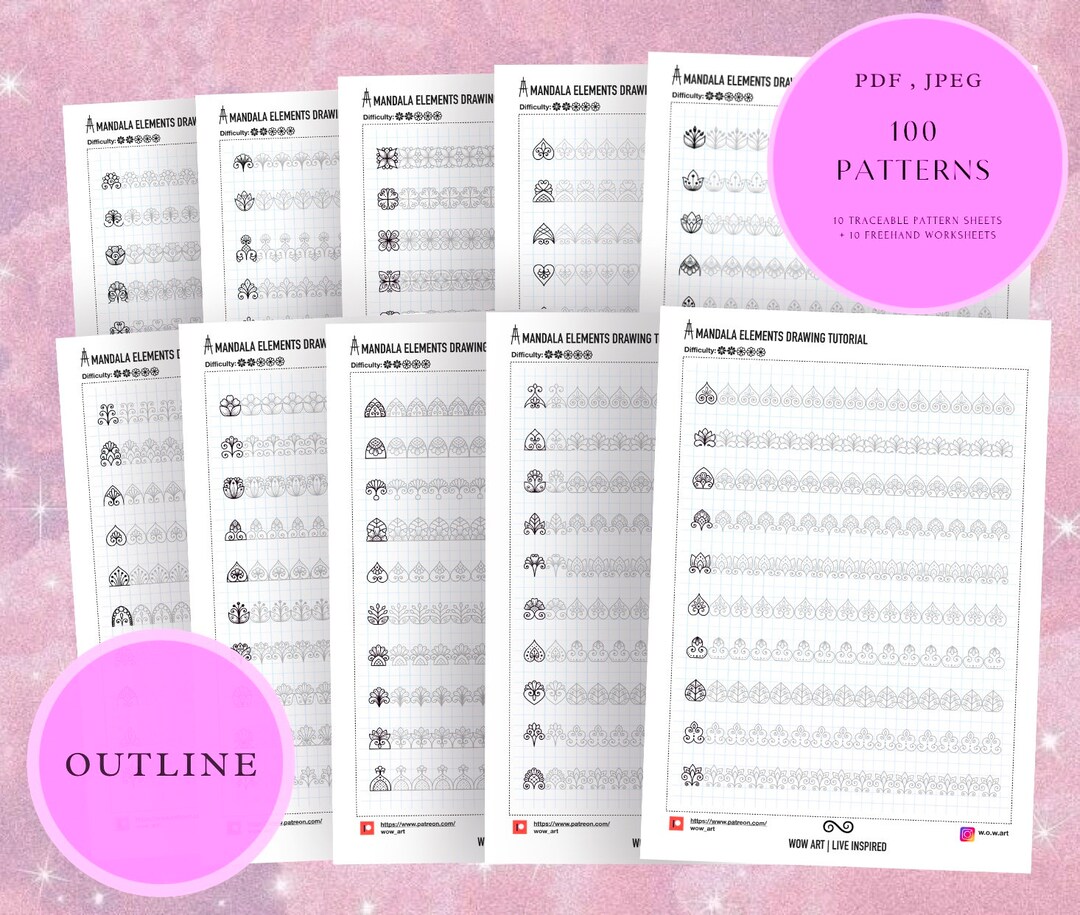 4.simple Patterns Training Sheets Part.2! Pdf, Jpeg. Mandala Art ...