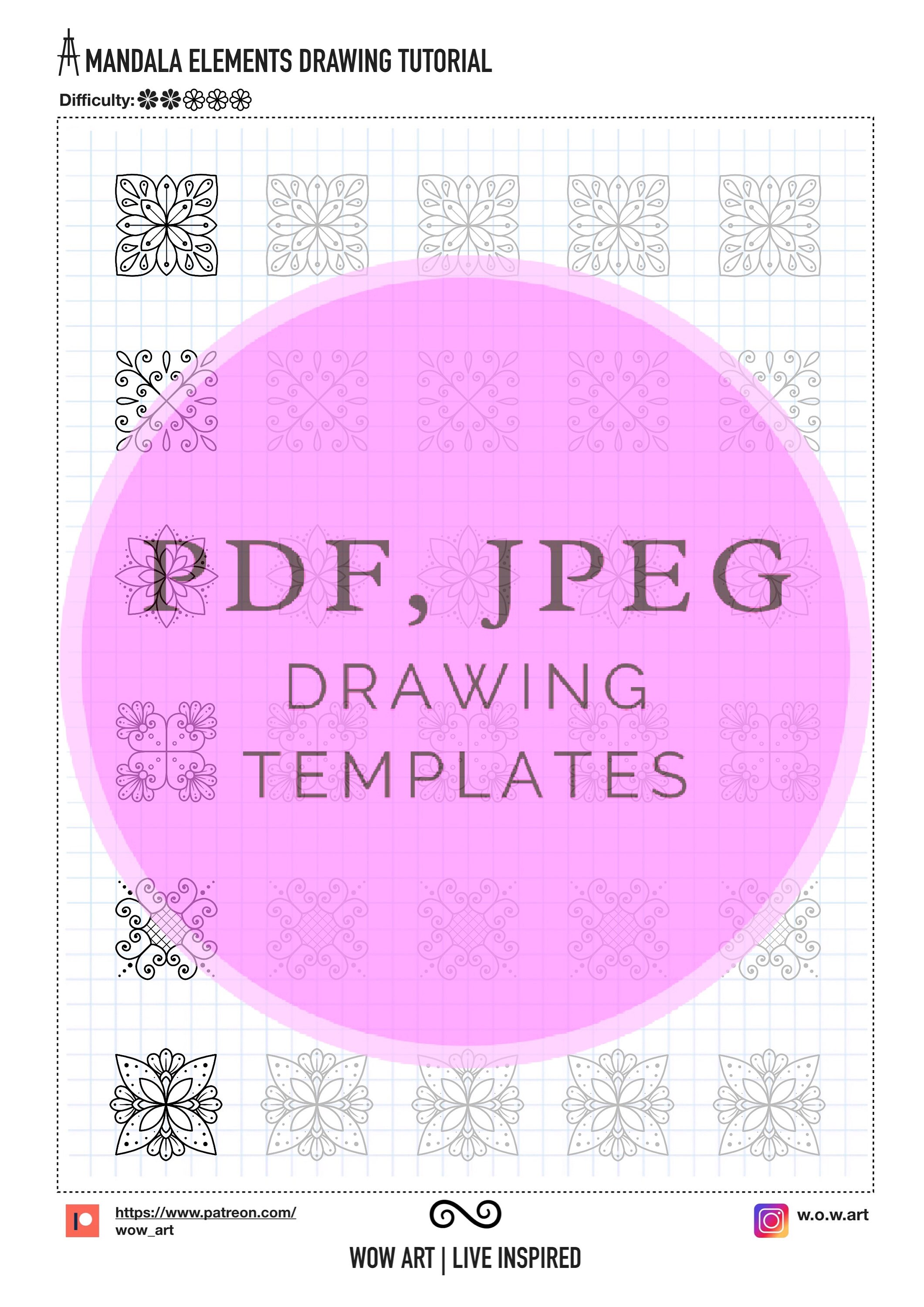 10. Simple Square Patterns Training Sheets! Pdf/jpeg. Mandala Art ...