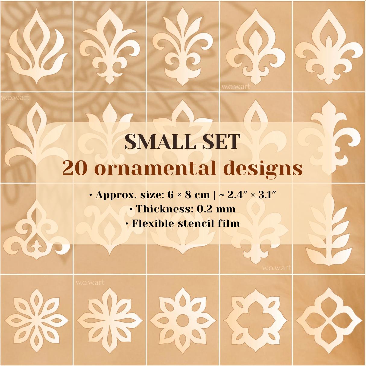 Flexible Stencils Set #2: 20 Intricate Designs in 3 Sizes. Reusable ...