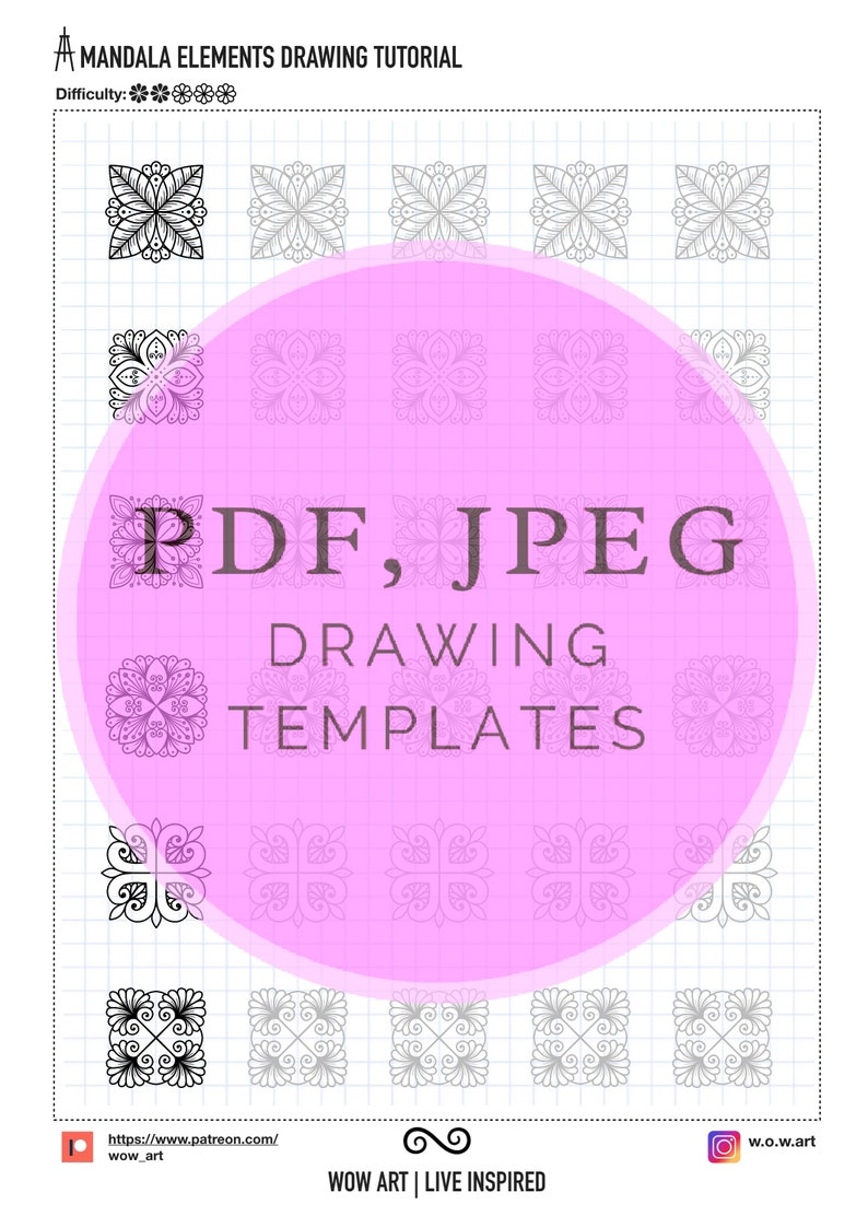 10. Simple Square Patterns Training Sheets! Pdf/jpeg. Mandala Art ...