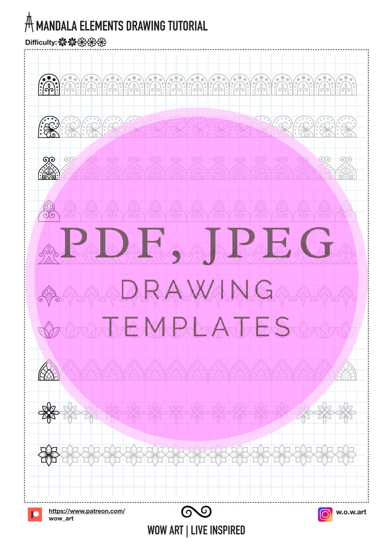 3.simple Patterns Training Sheets Part.1! Pdf, Jpeg. Mandala Art ...