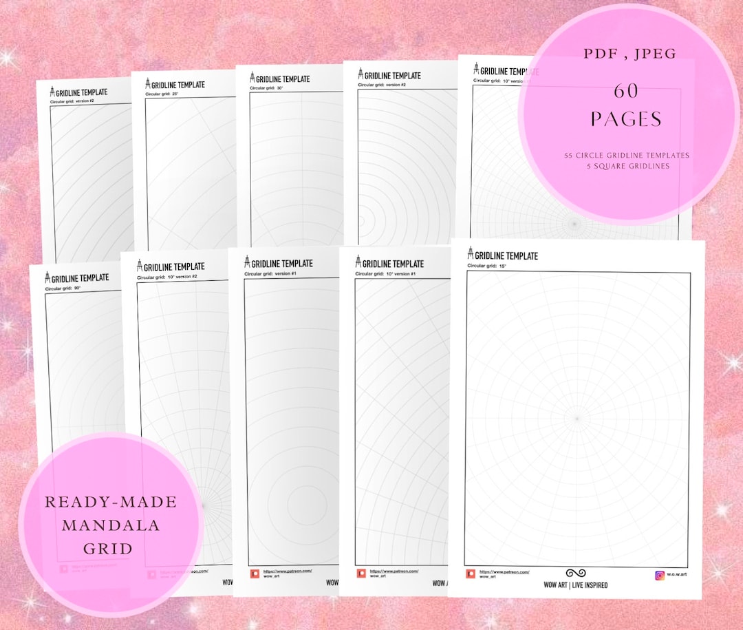 16.gridline Templates (60).PDF,JPEG. Mandala Art, Digital Paper ...