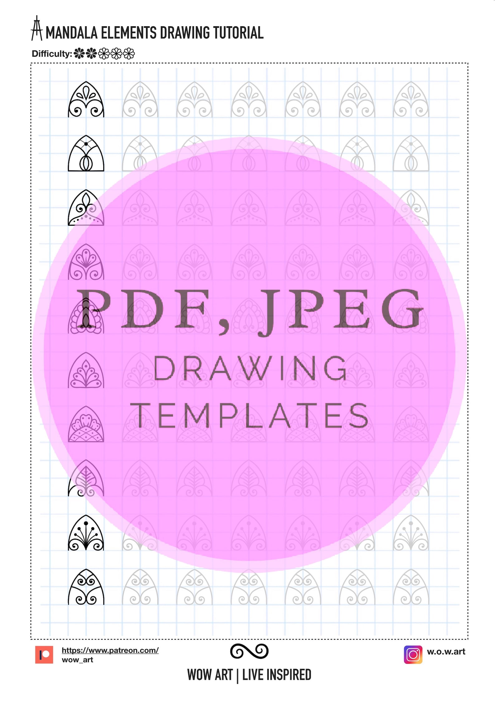 20.easy Basic Petal Patterns Training Sheets! Pdf,jpeg. Mandala Art ...