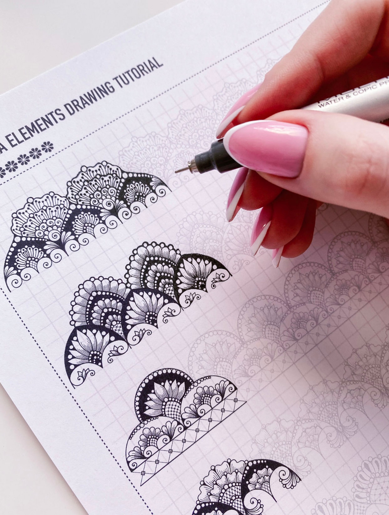 8.multi-row Patterns Training Sheets! Pdf,jpeg. Mandala Art, Ornaments ...