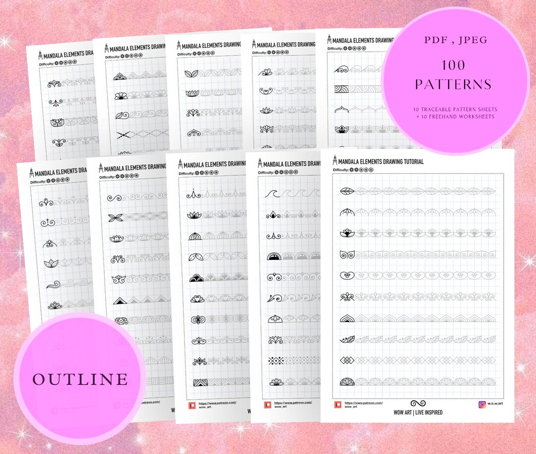 21. 1x2 Cells Patterns Training Sheets for Beginners!pdf,jpeg. Mandala ...