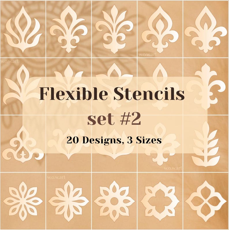 Flexible Stencils Set #2: 20 Intricate Designs in 3 Sizes. Reusable ...