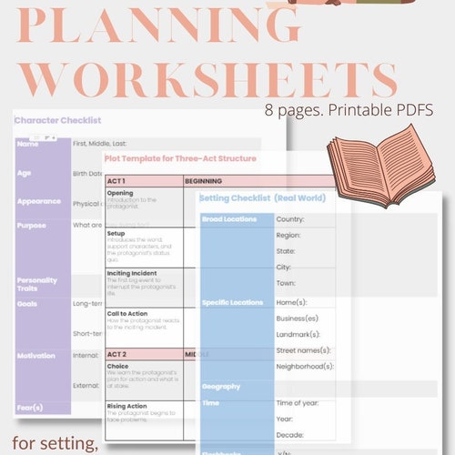 Novel Planning Workbook for All Authors Story Worksheets - Etsy