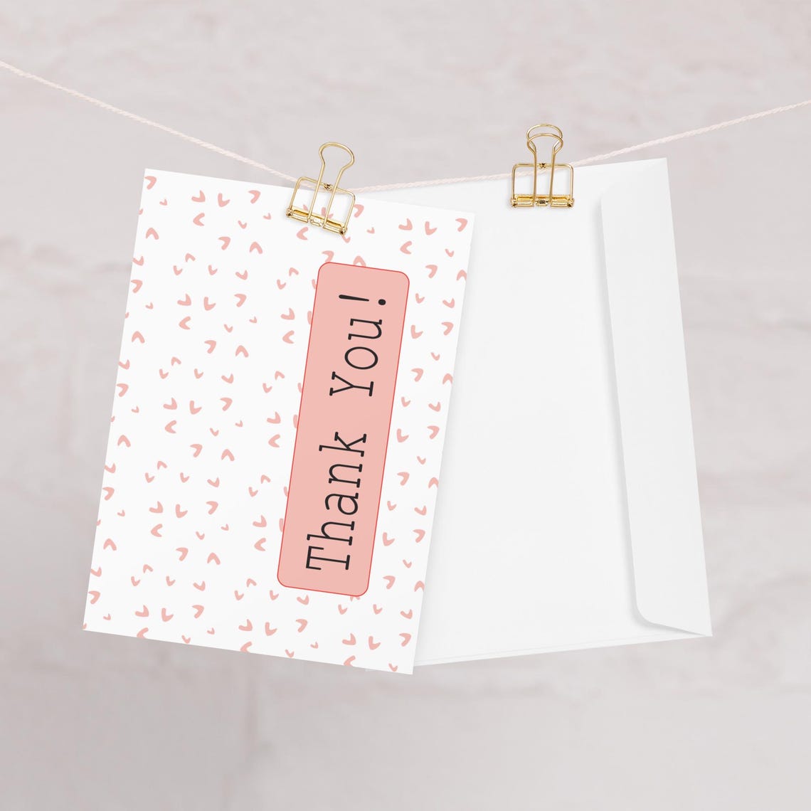 Printable Thank You Card – Soft Pink Retro Pattern With Typewriter Font ...