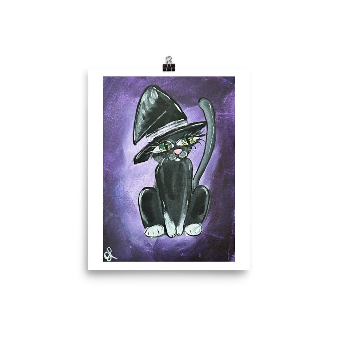 The Black Cat - Halloween Art Print - Etsy