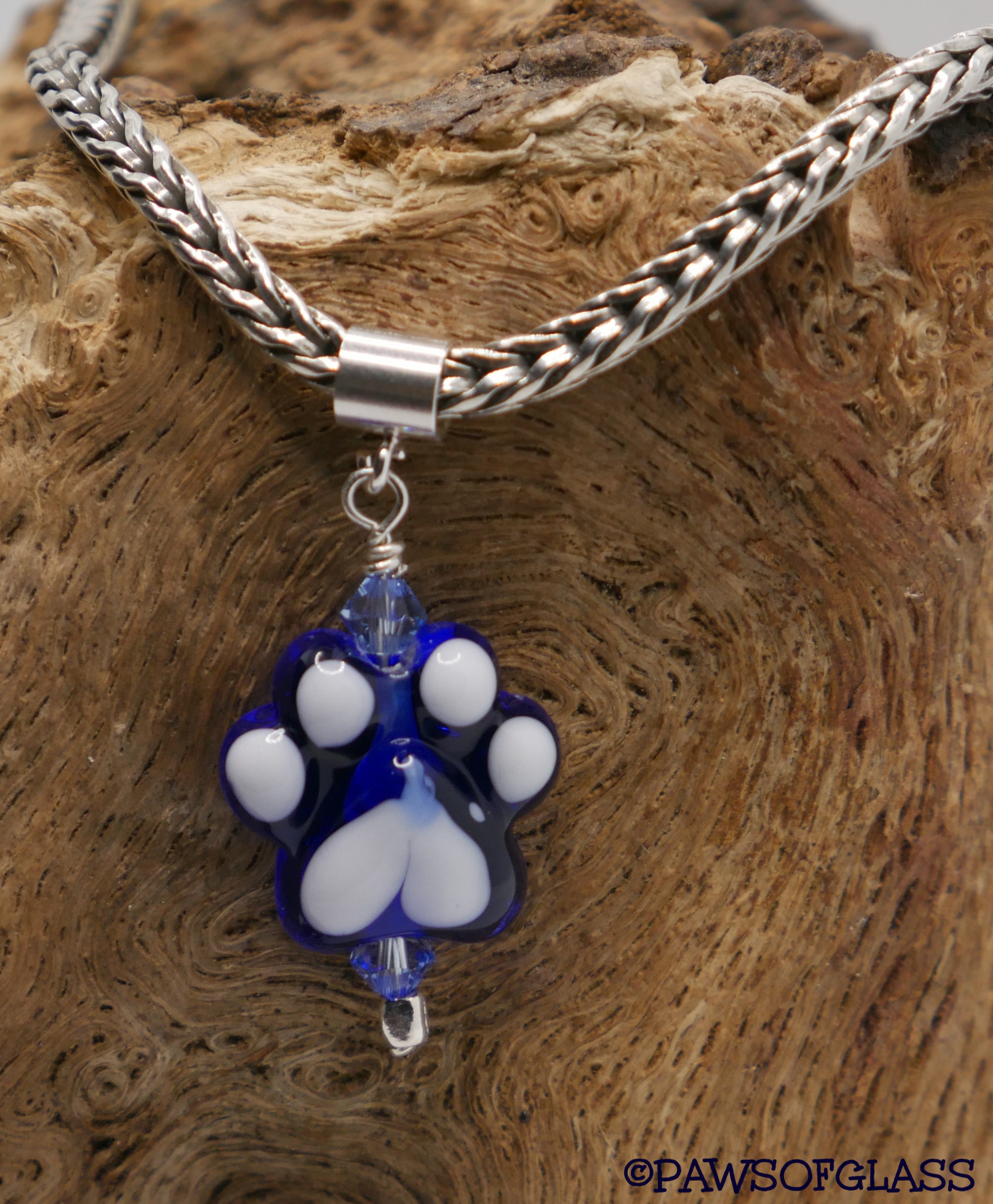 Paw Print Glass Bead Charm, Bracelet, Zipper Pull, Dog Paw, Cat Paw ...