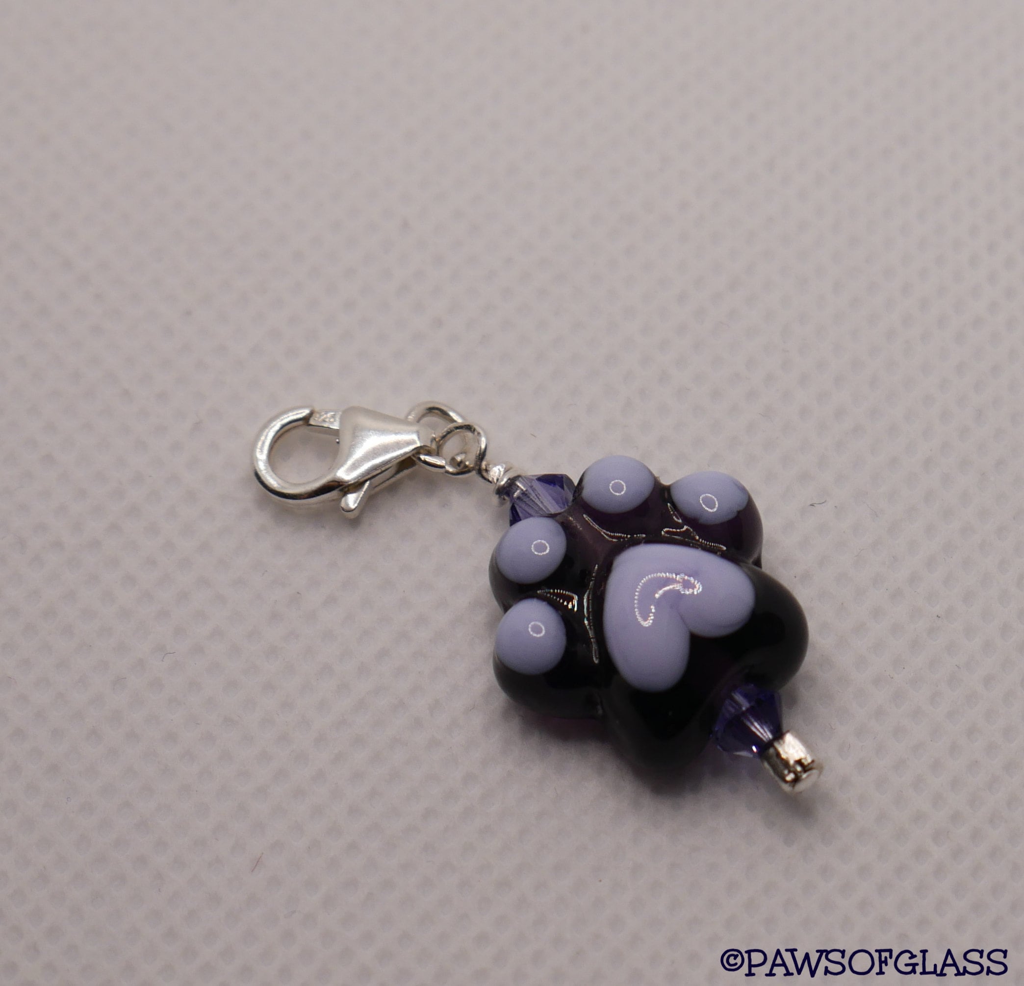 Paw Print Glass Bead Charm, Bracelet, Zipper Pull, dog Paw, Cat Paw ...
