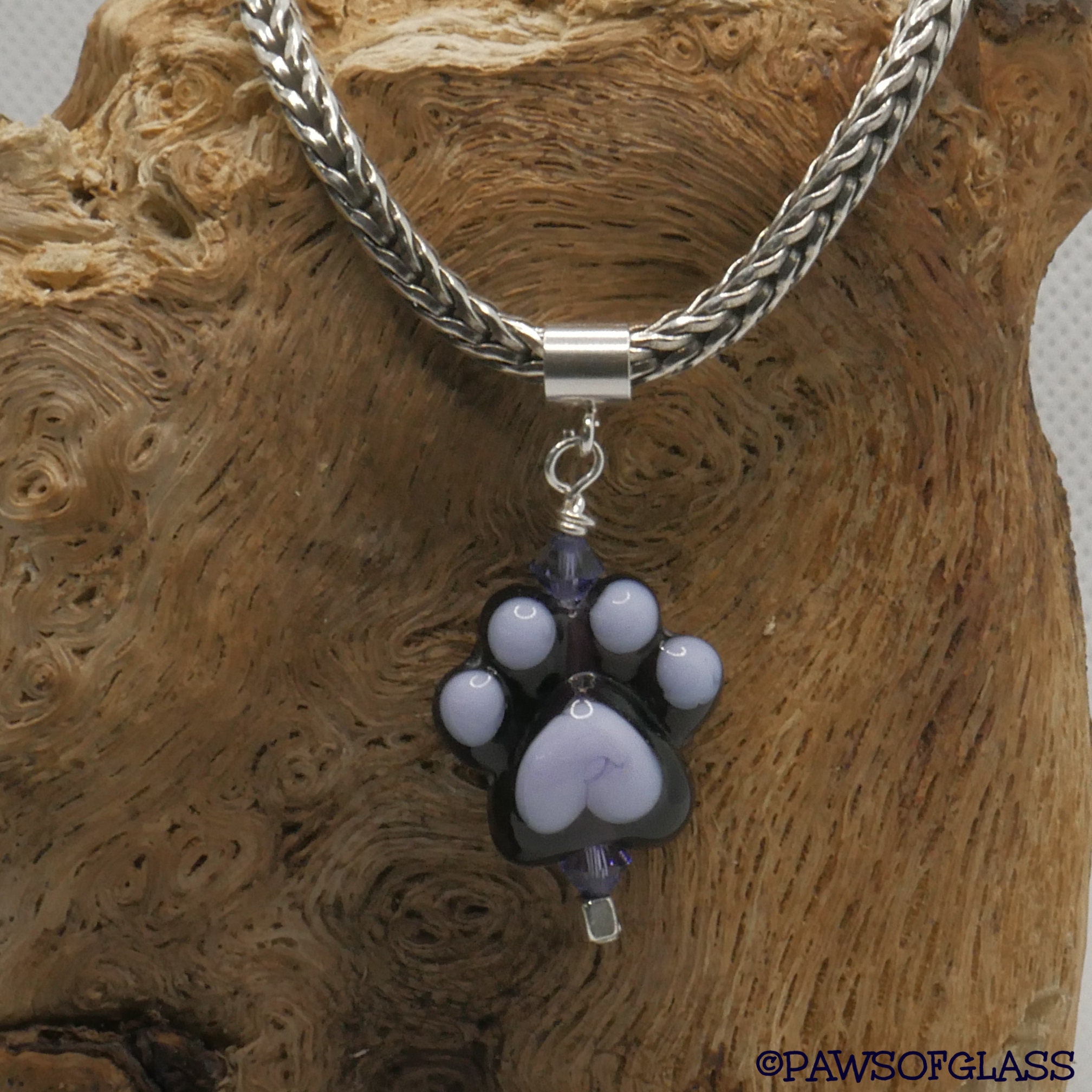 Paw Print Glass Bead Charm, Bracelet, Zipper Pull, dog Paw, Cat Paw ...