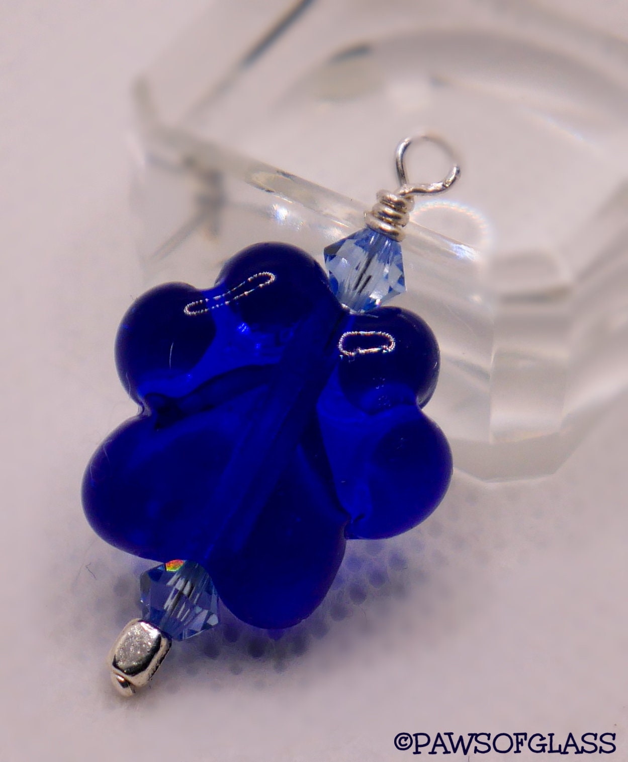 Paw Print Glass Bead Charm, Bracelet, Zipper Pull, Dog Paw, Cat Paw ...