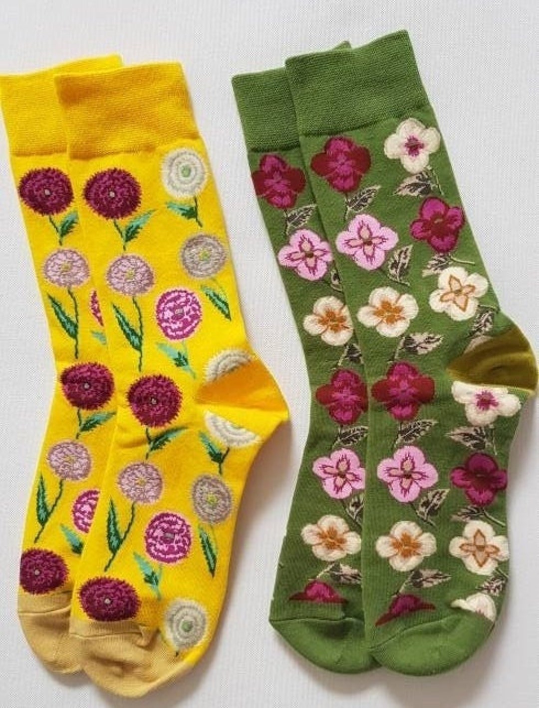 Two Pairs of Flower Socks. - Etsy UK