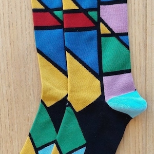 Stained Glass Socks. Colourful Geometric Shapes. Art Socks. - Etsy