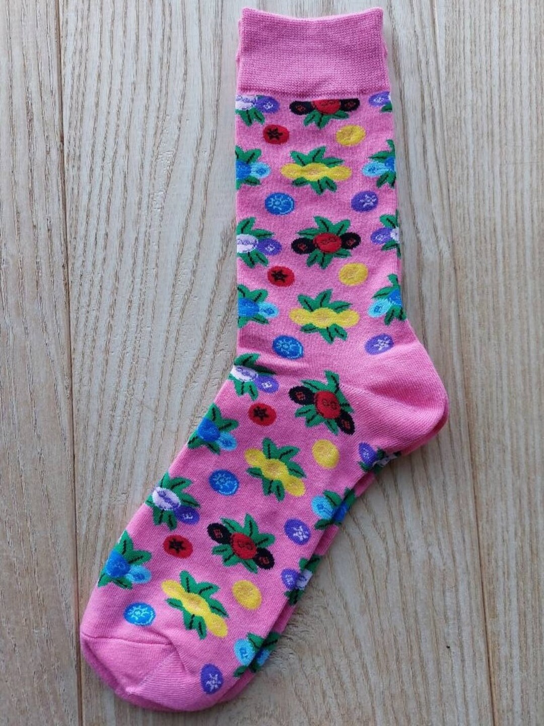 Bright Pink Socks Covered in Lots of Colourful Flowers - Etsy
