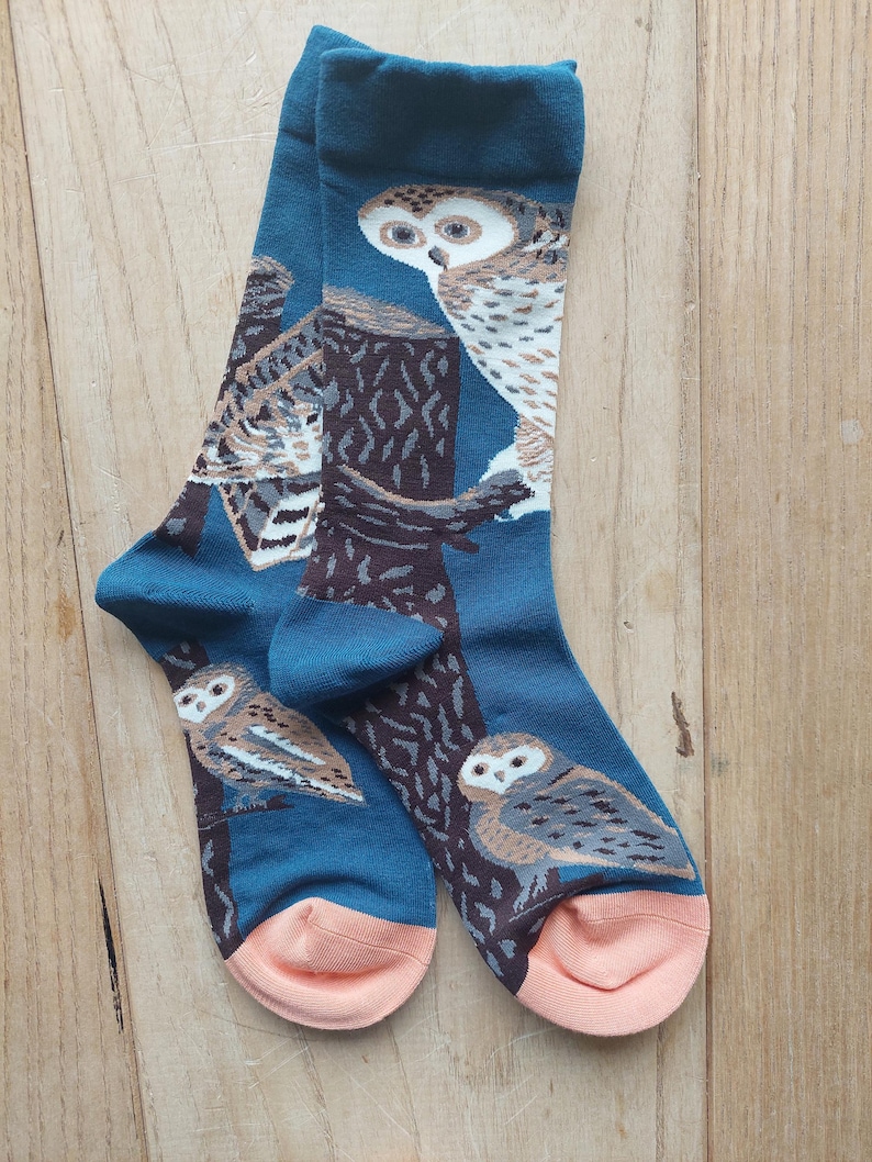 Owl Socks: Barn Owl & Owlets, Cotton Blend (EU 36-41) - Etsy