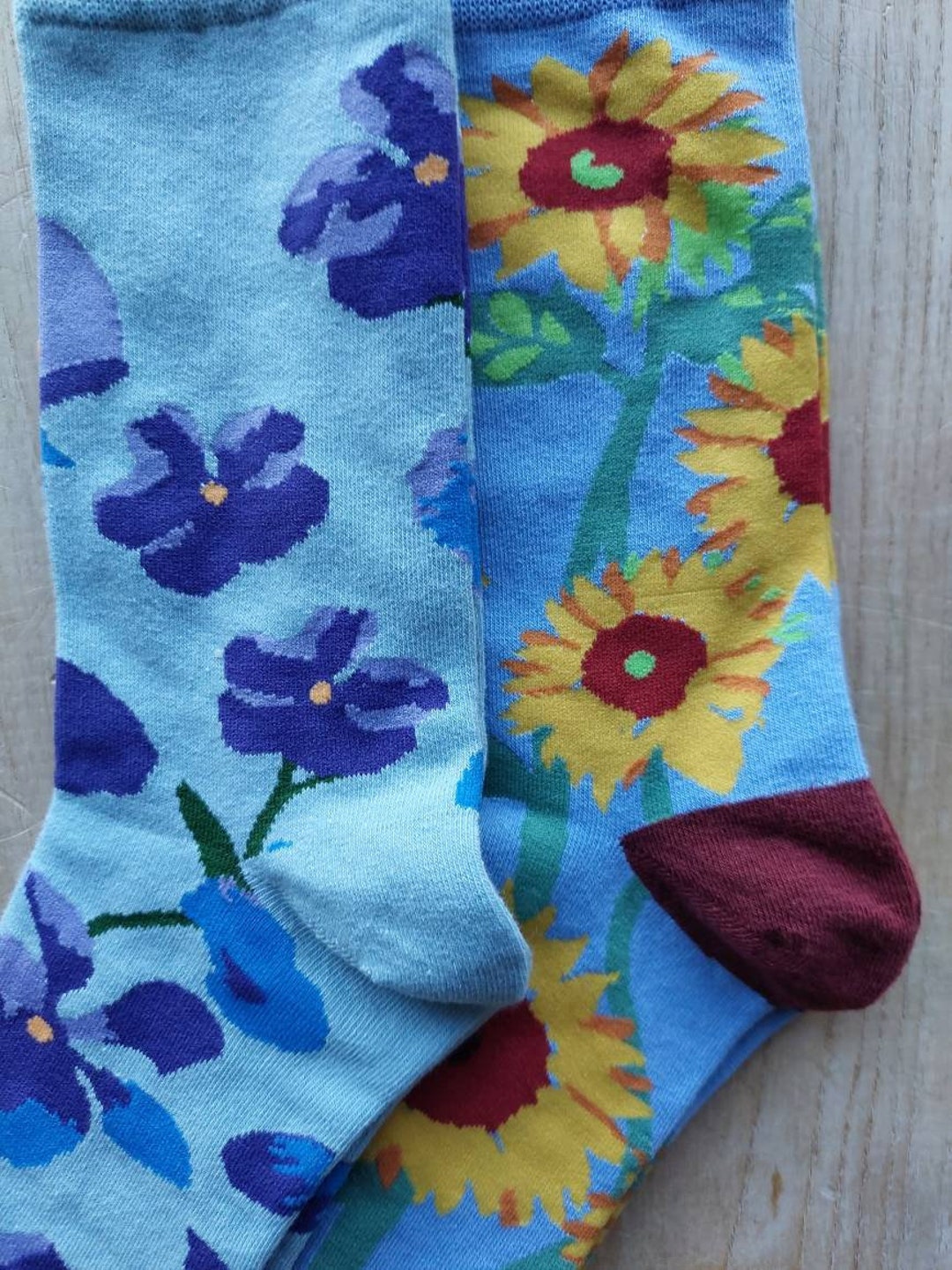Sunflower and Pansy Socks - Etsy