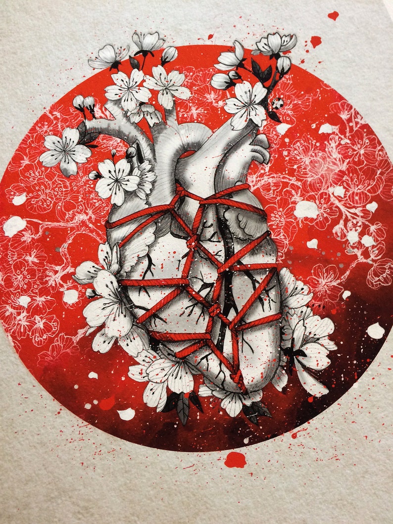 Shibari Heart Shibari Art Illustration Print - Etsy