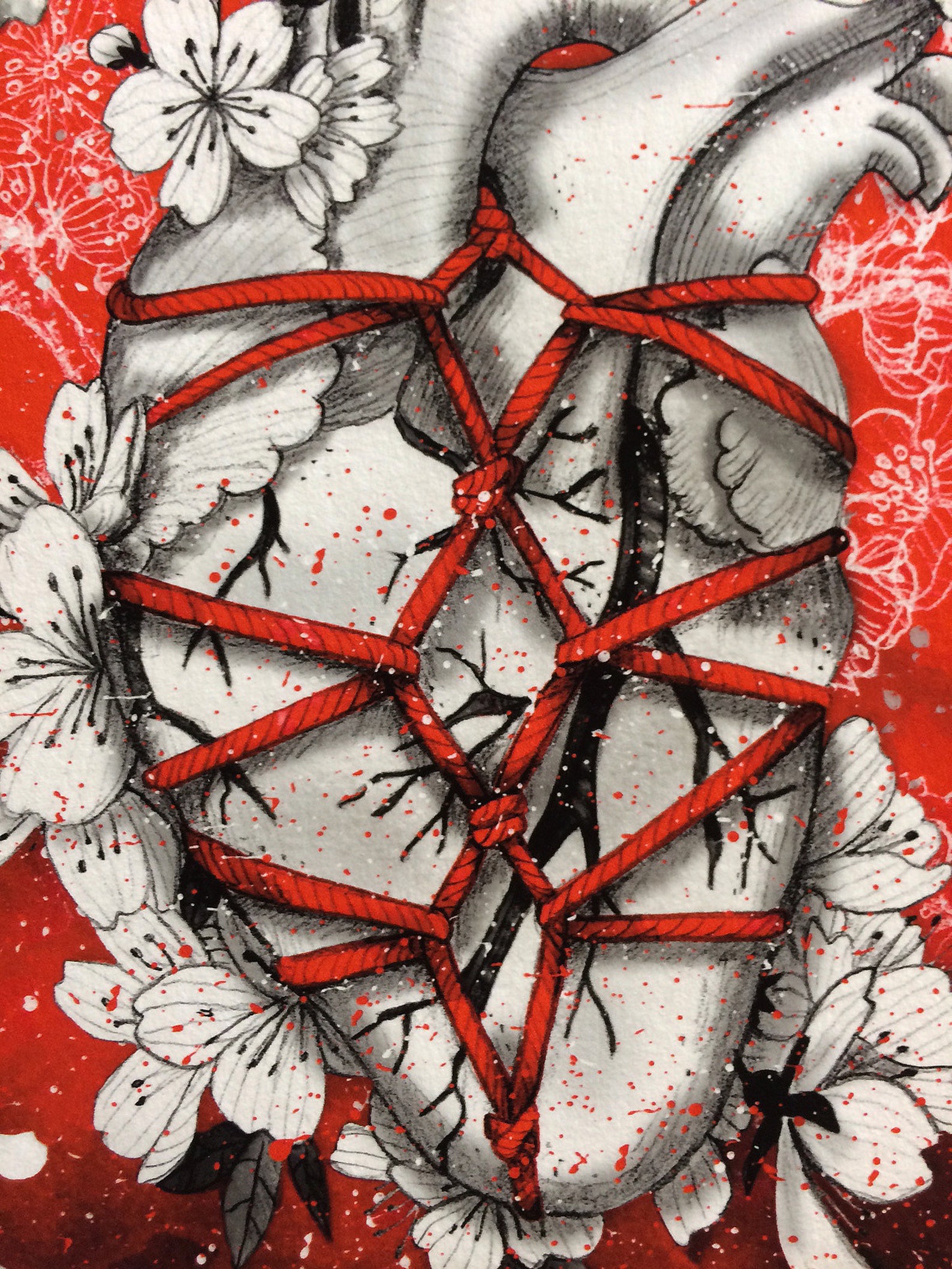 Shibari Heart Shibari Art Illustration Print - Etsy