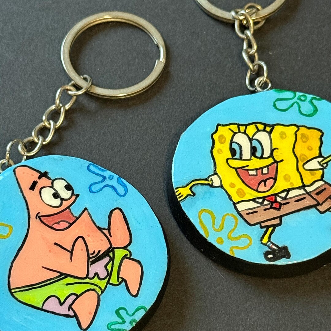 BFF Keychains | Best Friend Gift | Spongebob Sharing Keychain | Friends ...