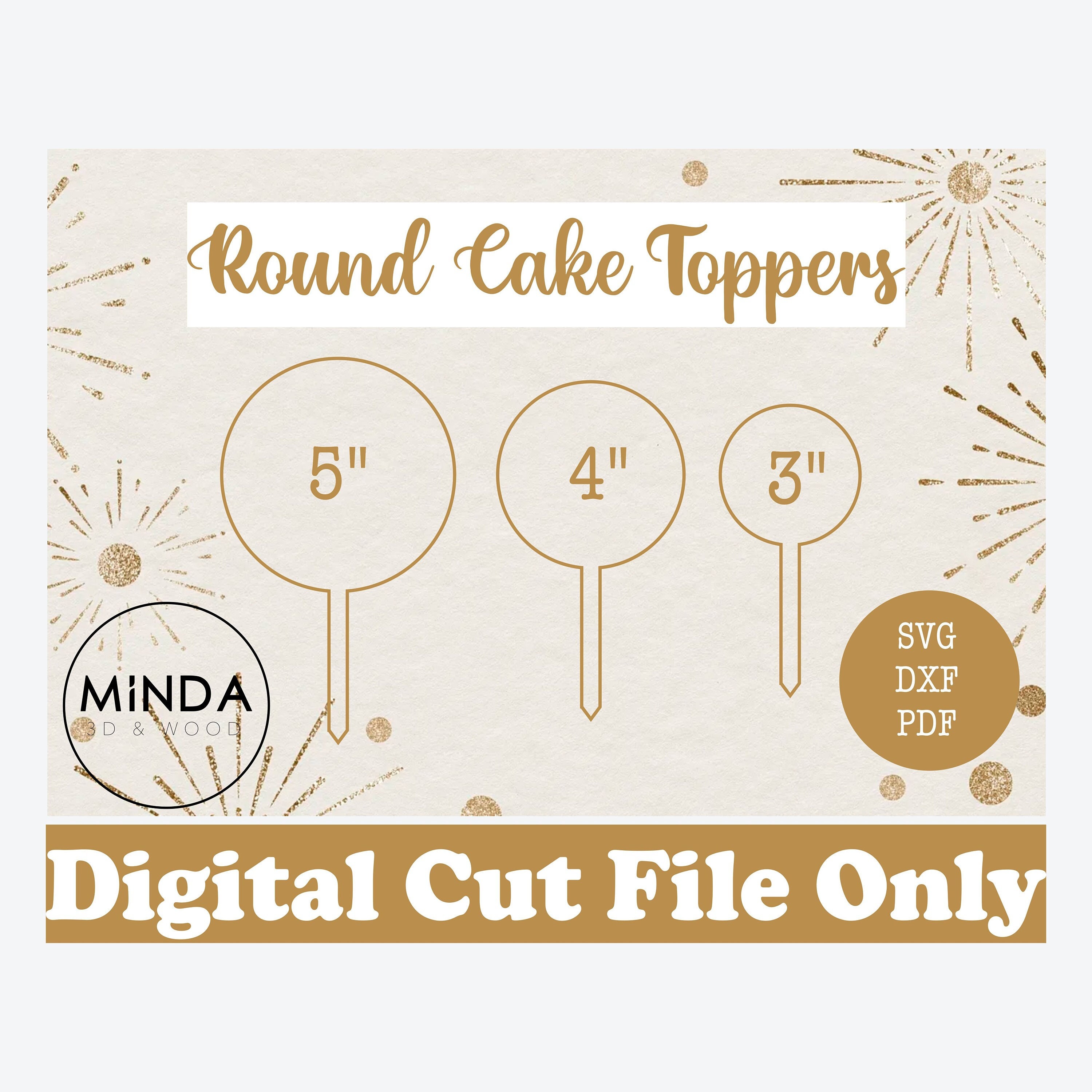 Round Happy Birthday Cake Toppers SVG DXF PDF Glowforge - Etsy