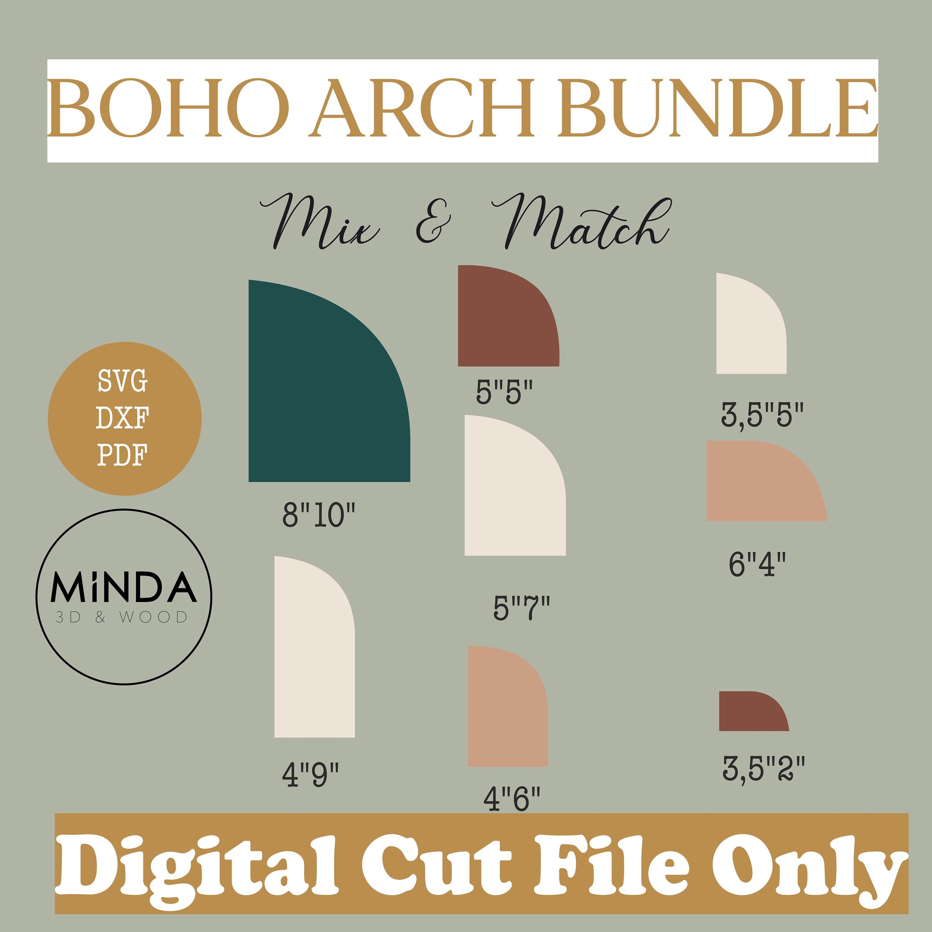 Boho Collection HALF Arch Long Arch SVG Cake Topper Wedding Invitation ...