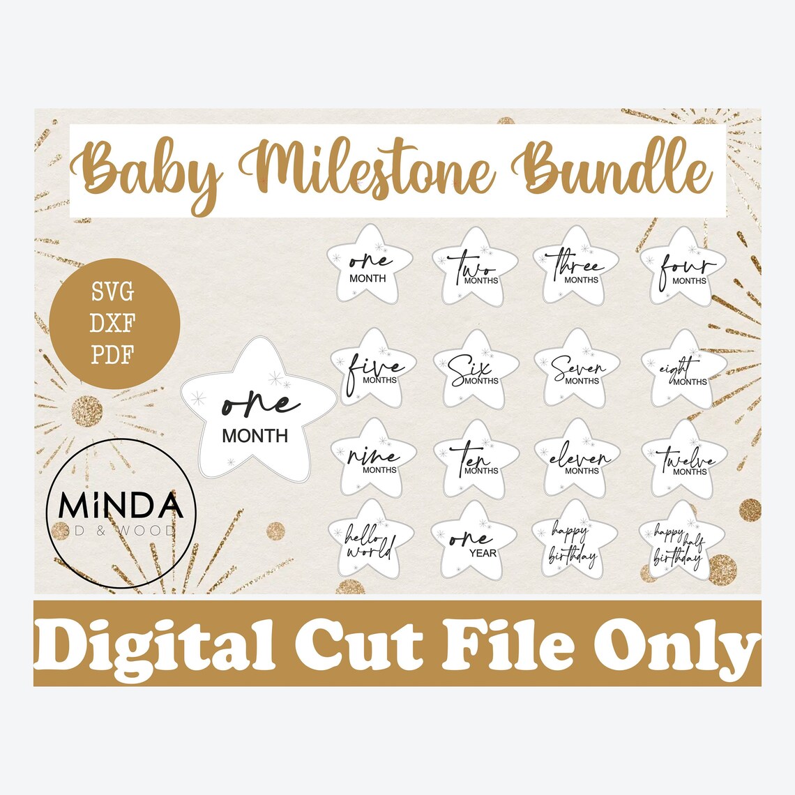 Baby Milestone Stars SVG Baby Monthly Milestone Stars SVG - Etsy