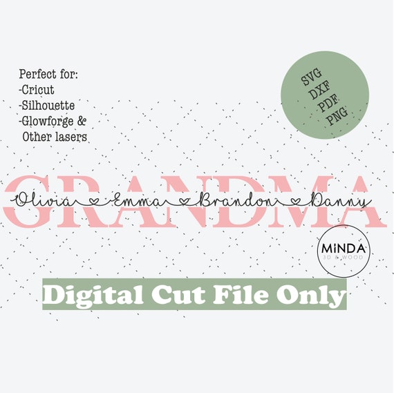 Grandma SVG Grandmother Svg Grandma Split Name Frame Svg - Etsy India