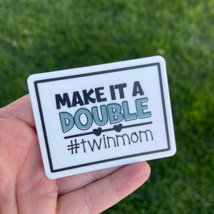 Twin Mom Double Trouble Sticker, Twin Sticker, Mom of Twins Sticker ...