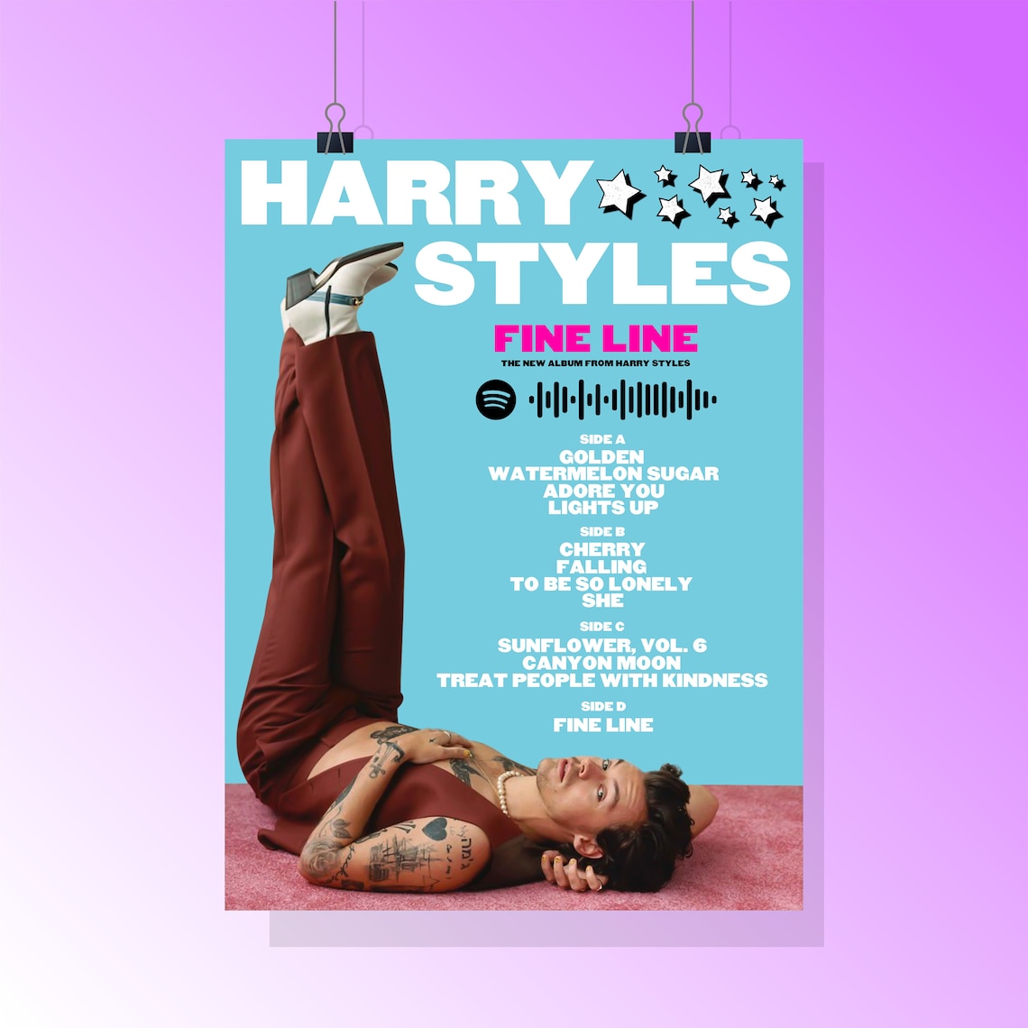 DIGITAL DOWNLOAD Harry Styles Fine Line Album Tracklist Print | Etsy