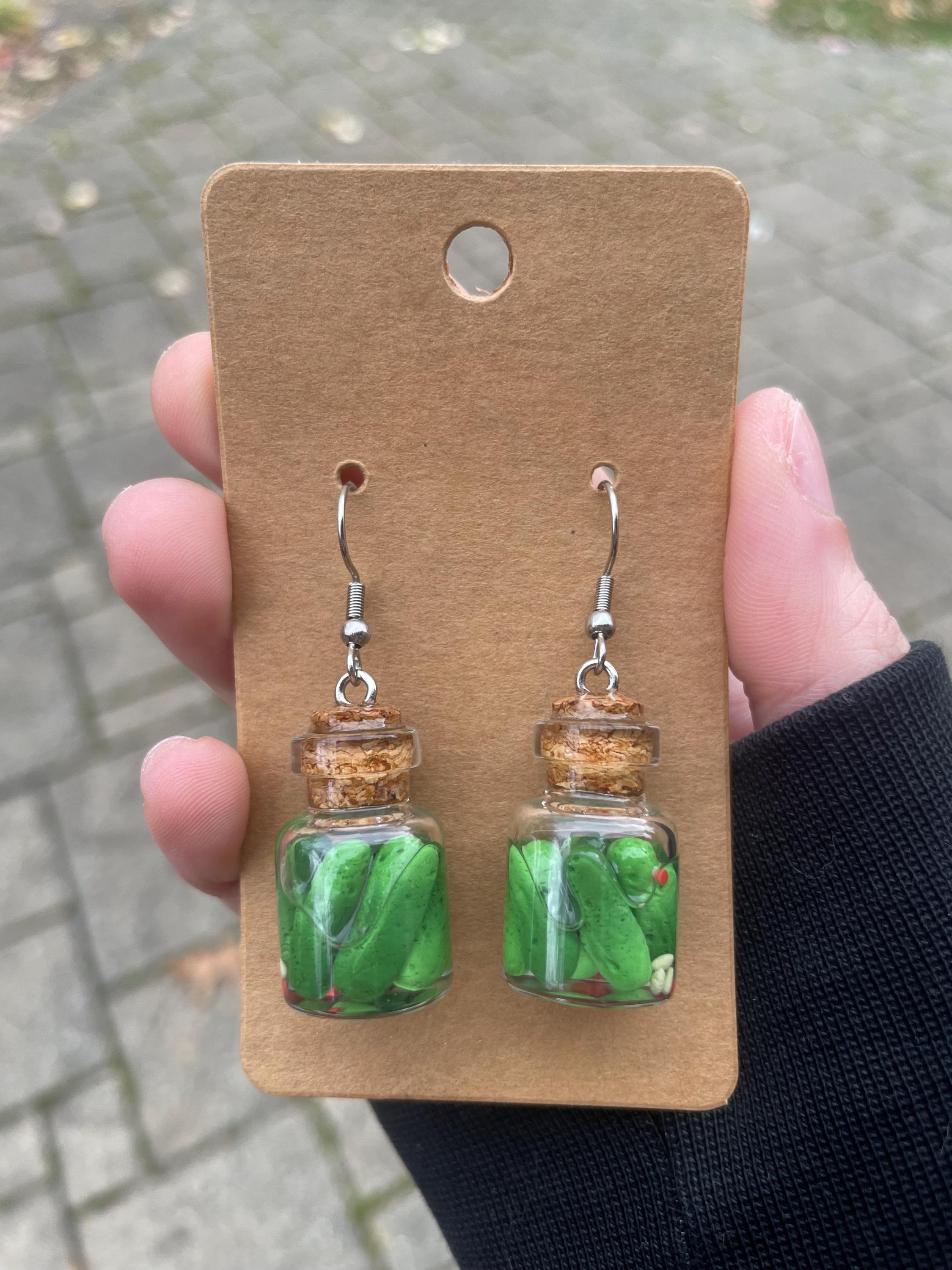 Pickle Jar Liquid Shaker Polymer Clay Earrings - Etsy