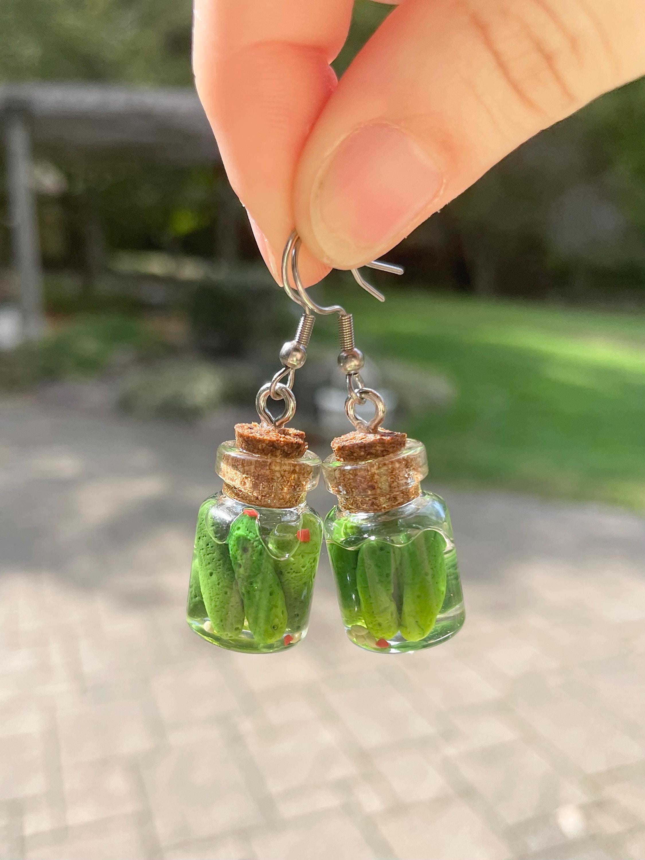 Pickle Jar Liquid Shaker Polymer Clay Earrings - Etsy