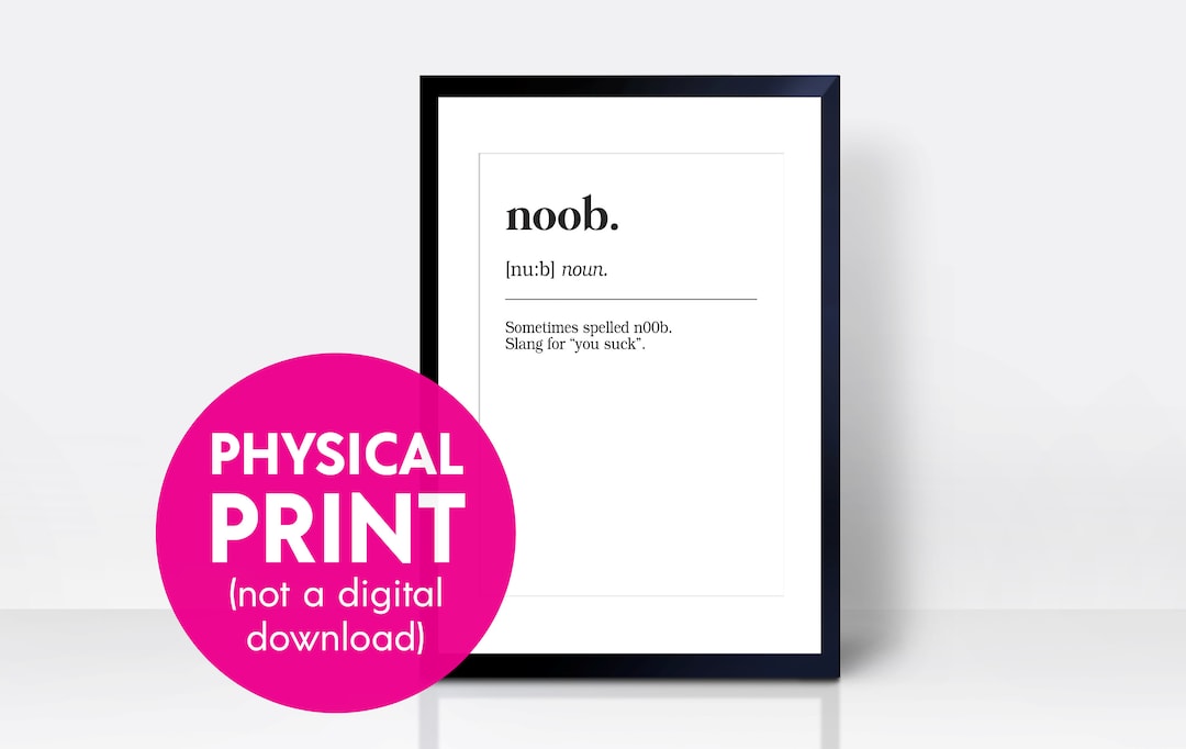 Noob Definition THICK CARDSTOCK Wall Art Print Gift Home Decor ...