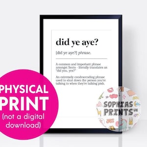 Did Ye Aye? Definition THICK CARDSTOCK Wall Art Print Gift Home Decor ...