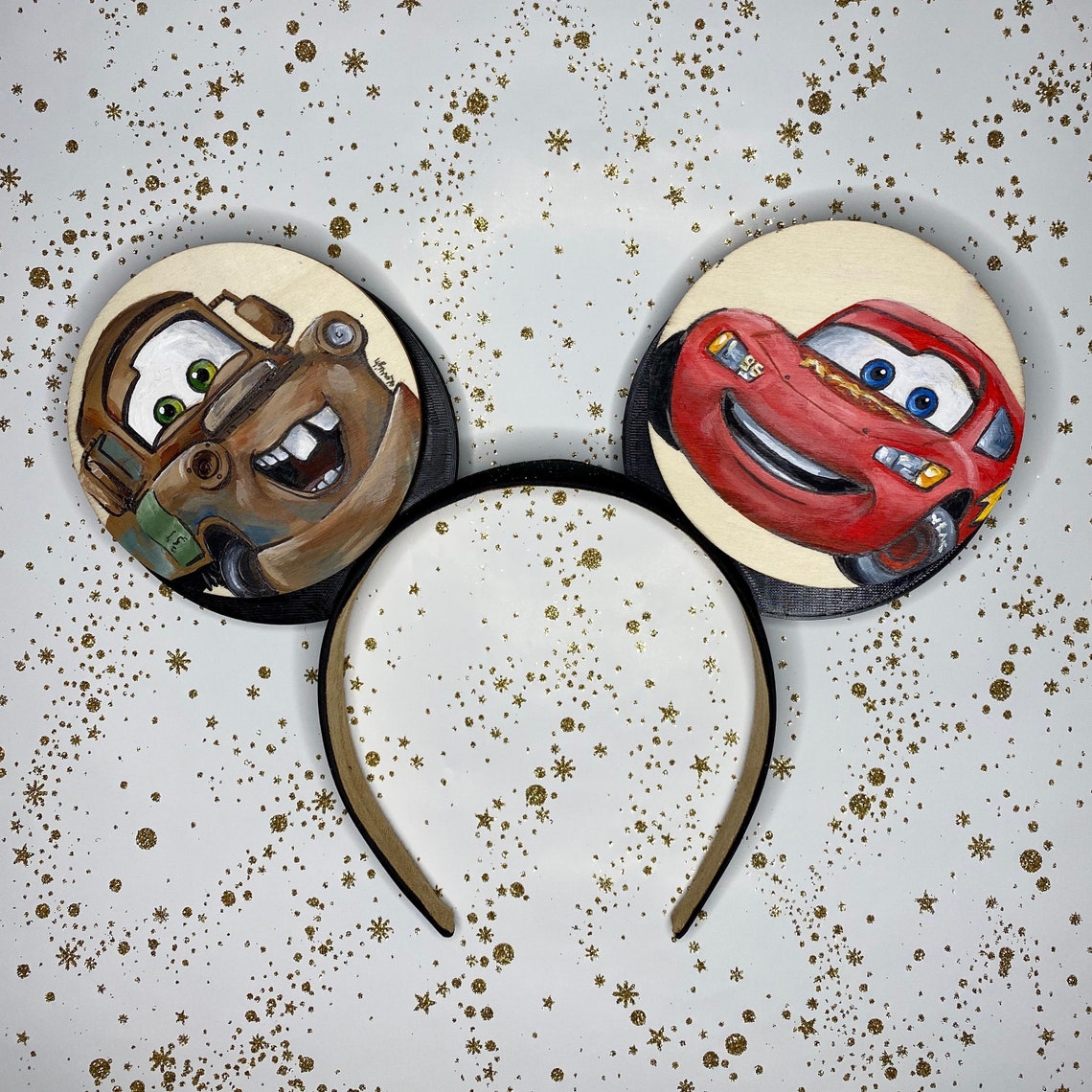 Disney Cars Lightning Mcqueen Hand Painted Mouse Ears - Etsy