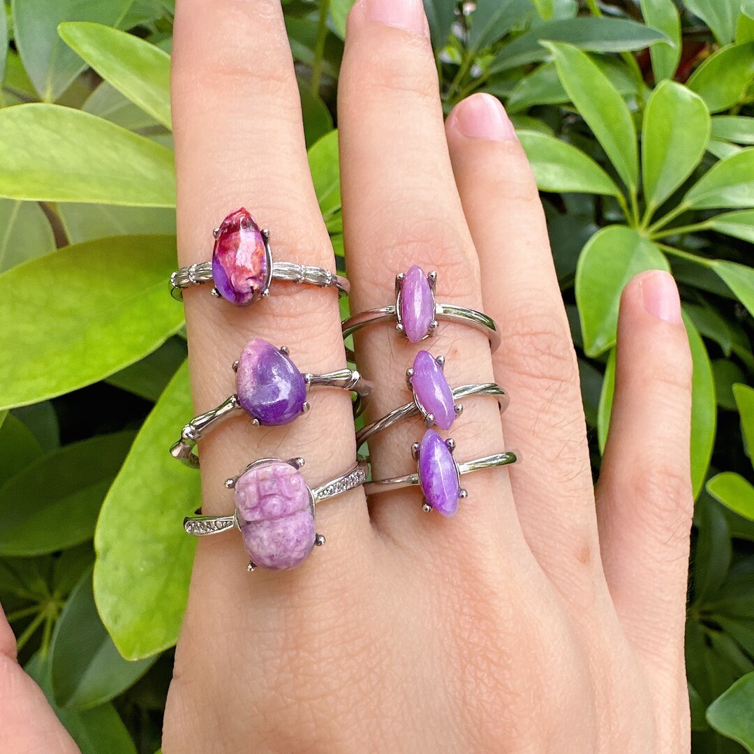 Sugilite Ring,sugilite Diamond Ring,purple Sugilite,february Birthstone ...