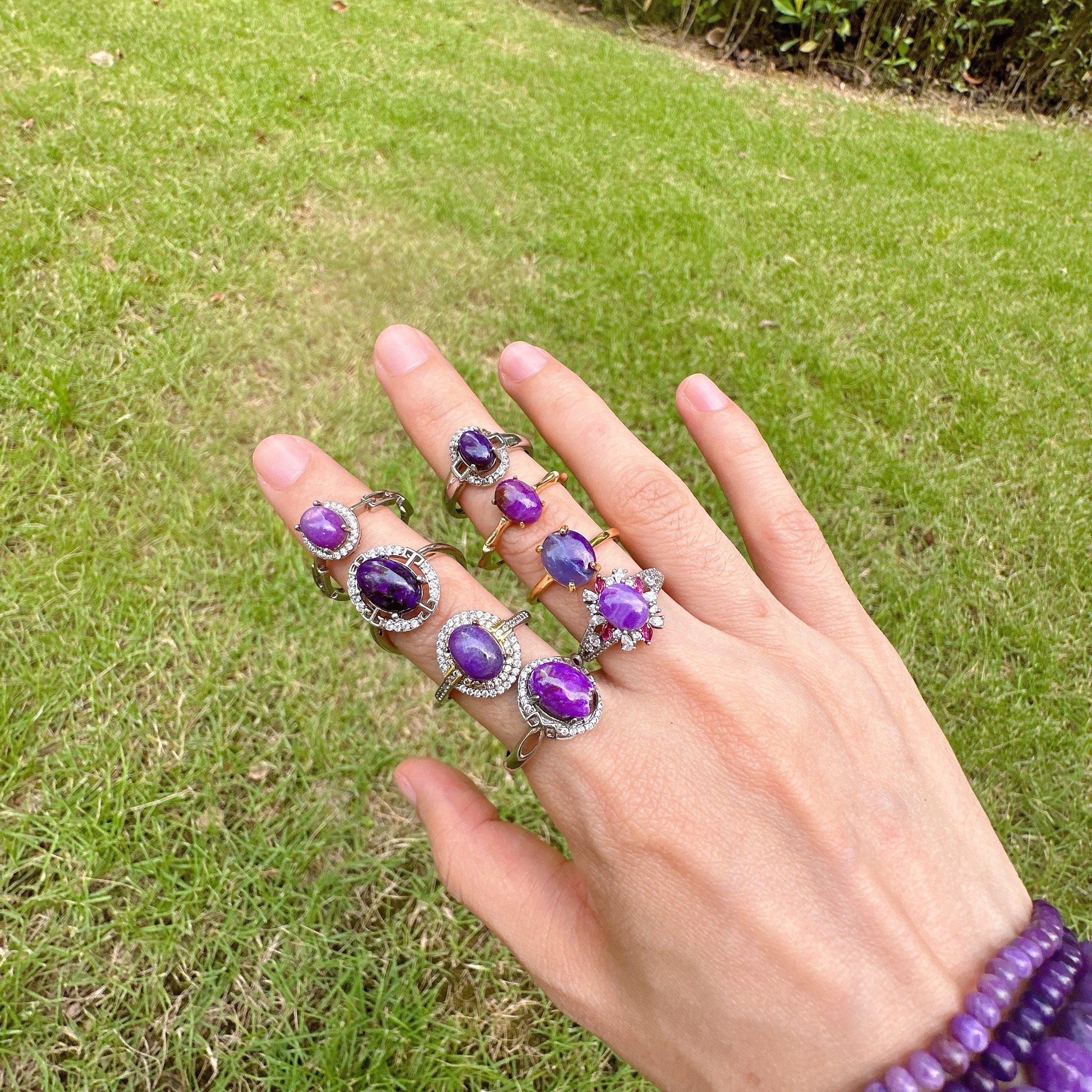 Square Sugilite Ringsugilite Ringsugilite Diamond - Etsy