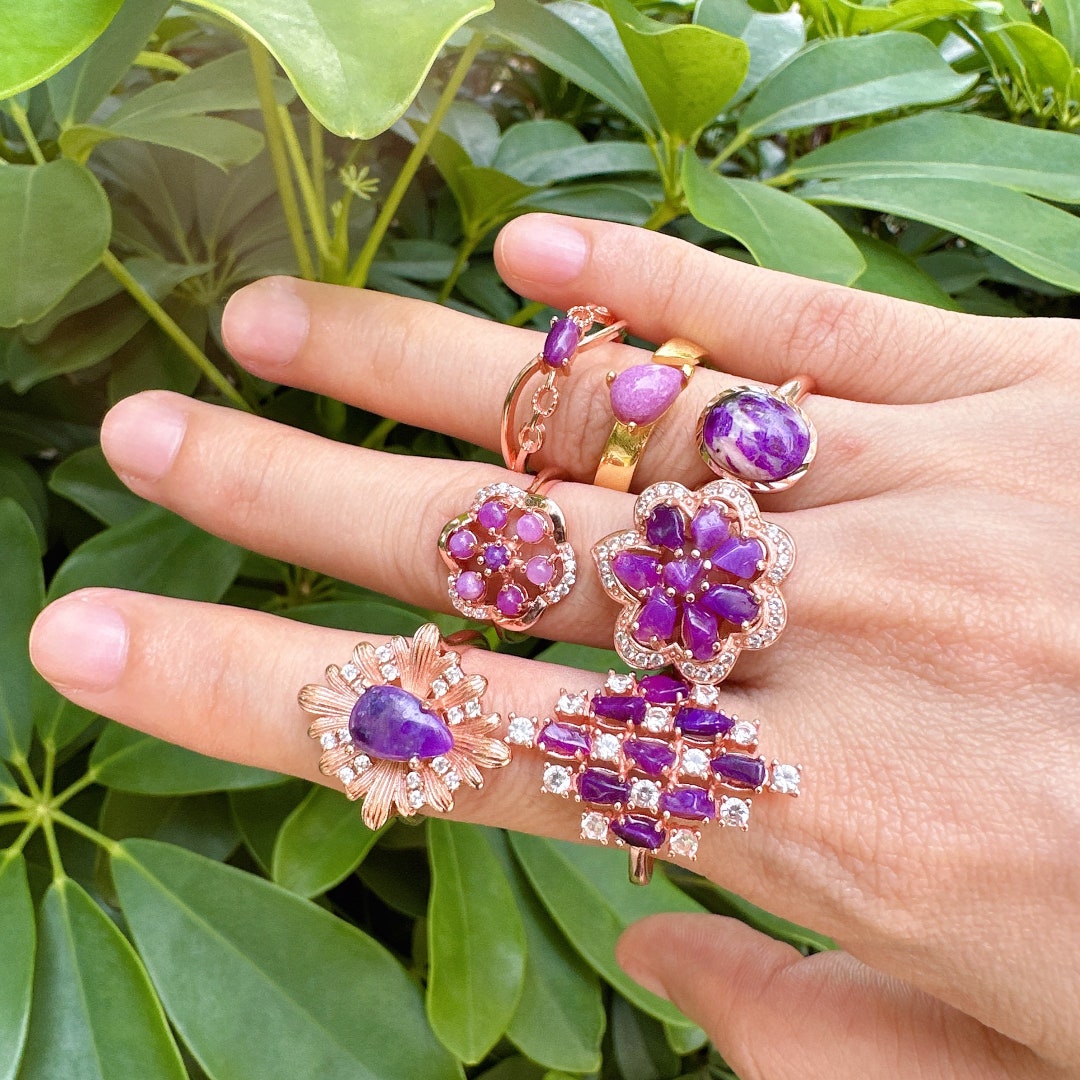 Sugilite Ring,sugilite Diamond Ring,purple Sugilite,sugilite,february ...